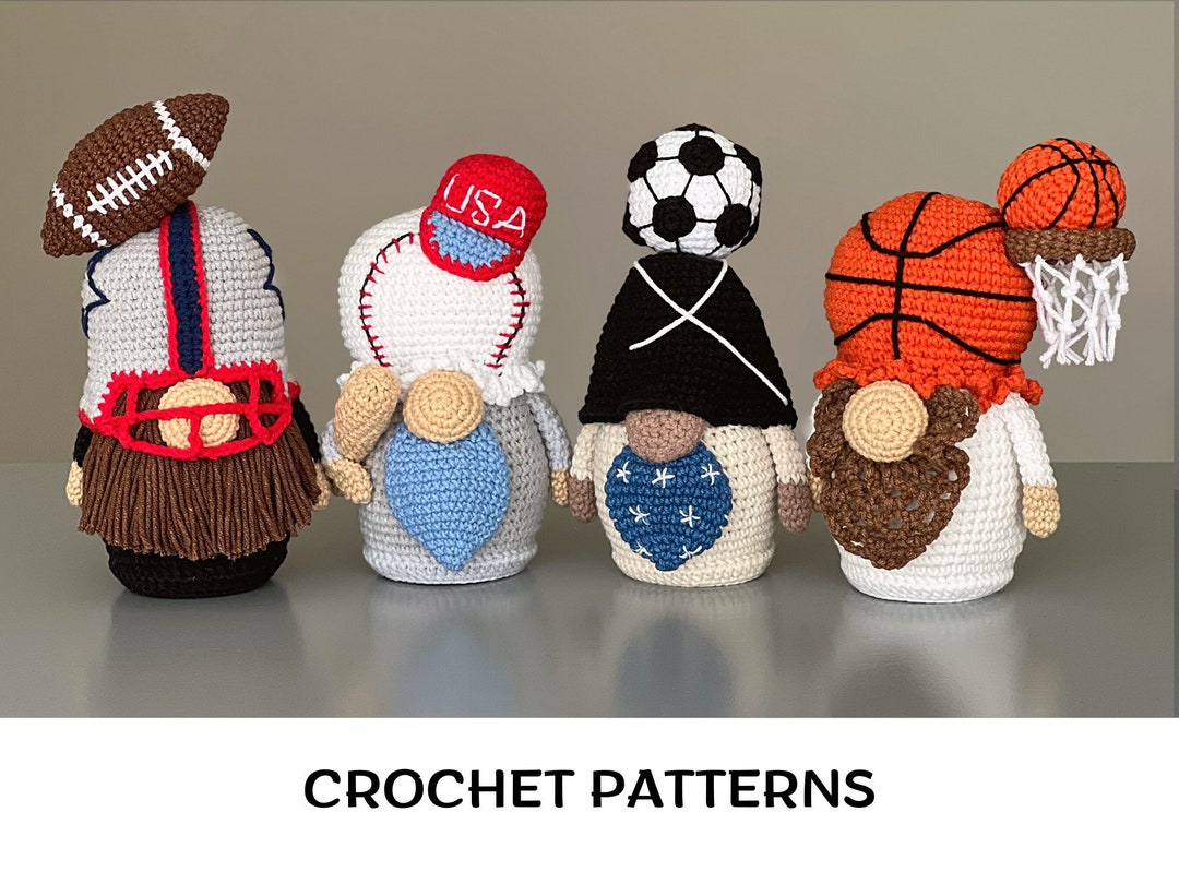 Crochet Sport Gnome Patterns PDF Set Basketball Gnome Crochet Football ...