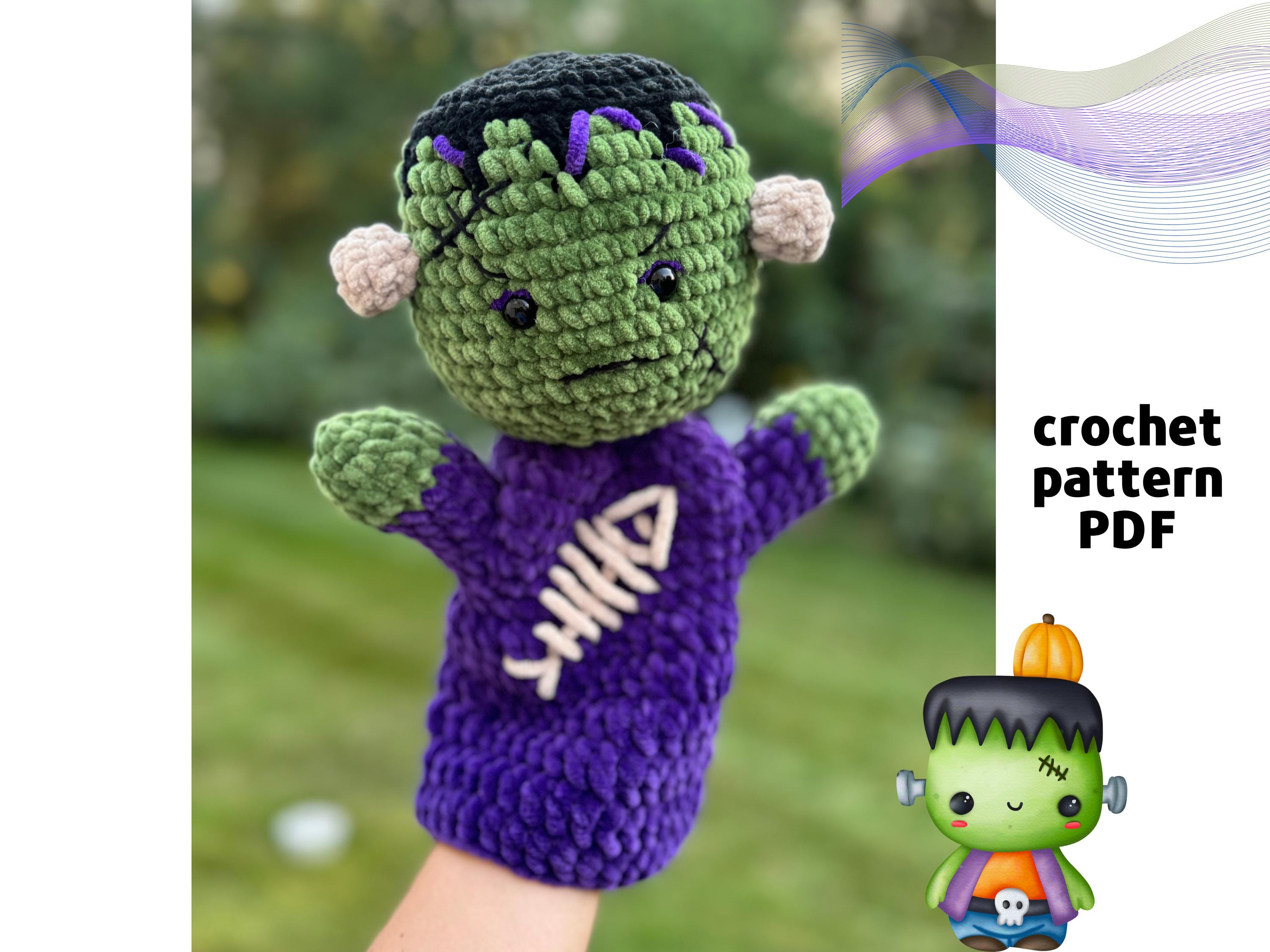 Halloween Crochet Hand Puppet Patterns PDF | Black Cat, Pumpkin ...