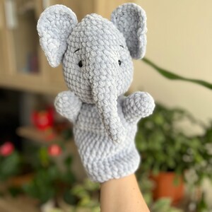 Crochet Elephant Hand Puppet Pattern PDF | Crochet Safari Animals ...
