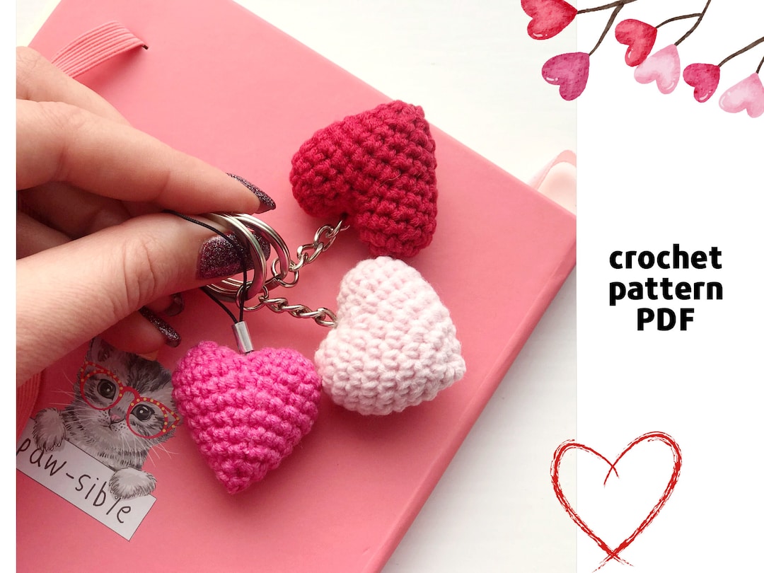 Valentine Keychain Crochet Heart Pattern PDF Love Crochet Pattern Easy ...