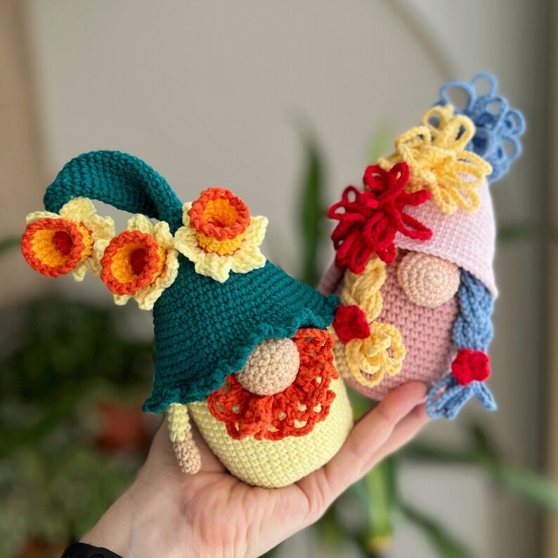 Flowers Gnome Crochet Pattern PDF Spring Garden Gnomes Easter - Etsy