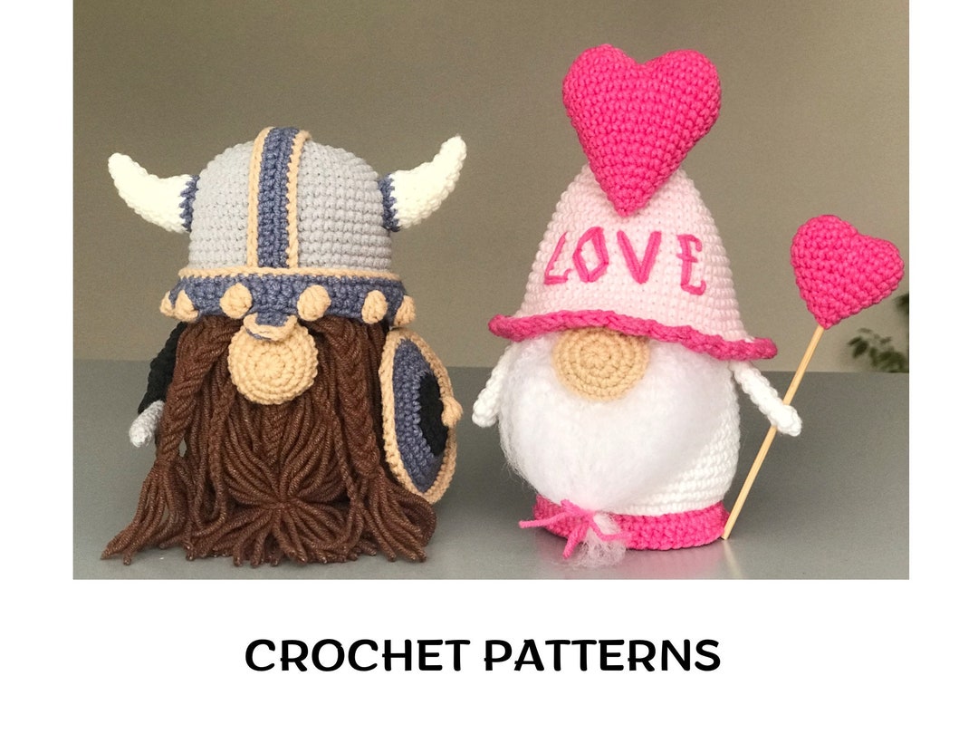 Crochet Gnomes Patterns PDF Viking Gnome Pattern Valentines Gnome ...