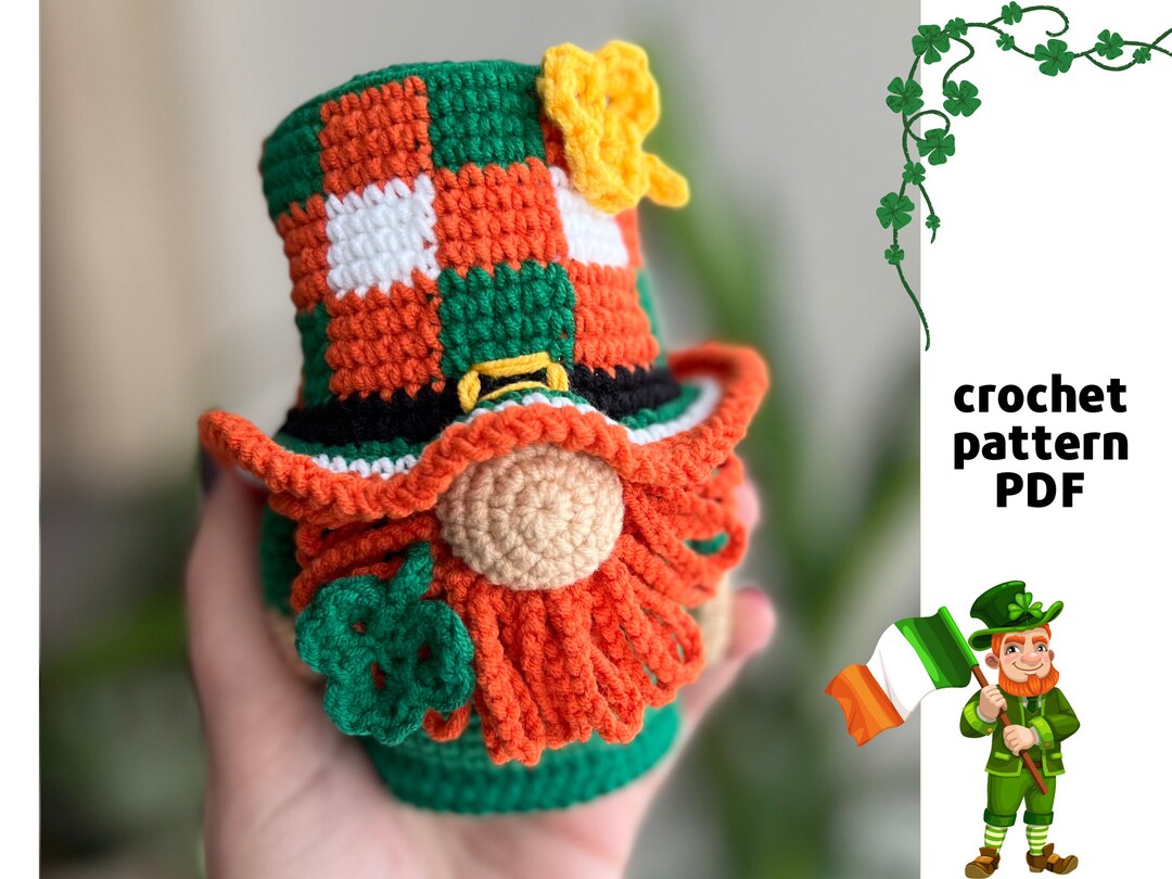 Crochet Ireland Flag Gnome Pattern PDF Crochet Leprechaun Pattern ...