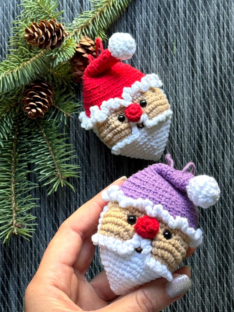 Crochet Santa Christmas Tree Ornament Pattern PDF Hanging Christmas ...