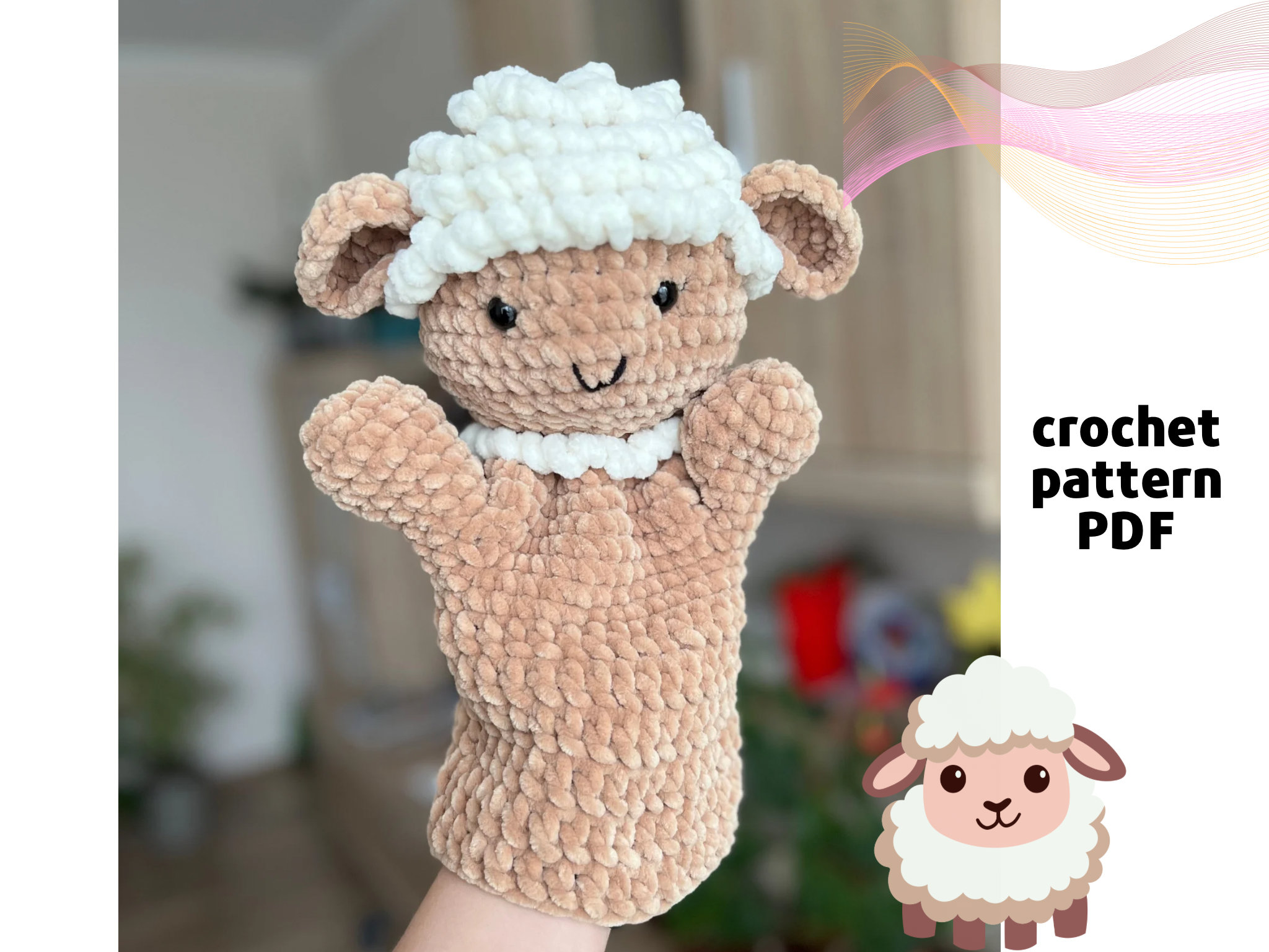 Sheep Hand Puppet Pattern PDF | Lamb Crochet | Farm Toys Patterns ...