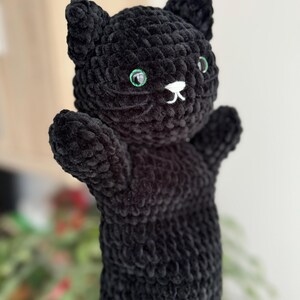 Crochet Black Cat Hand Puppet Pattern PDF | Halloween Crochet Cat ...