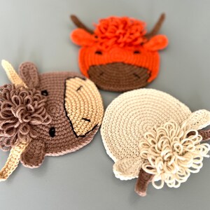 Highland Cow Coaster Crochet Pattern PDF | Crochet Cow Drink Coaster ...