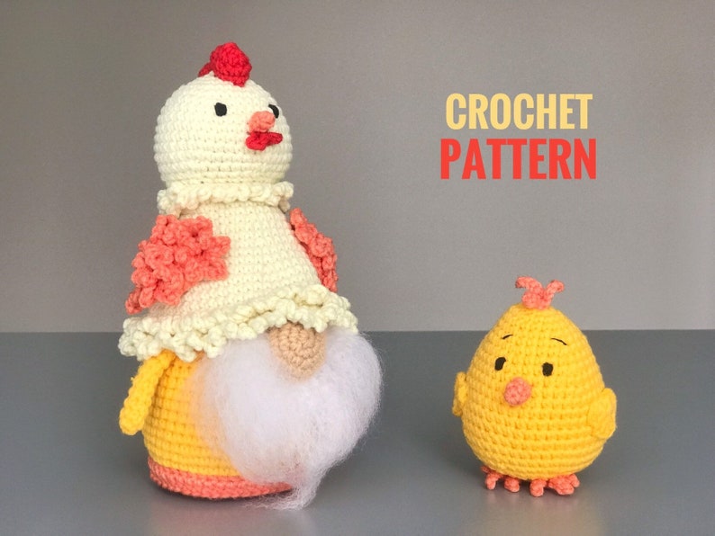 Easter Chicken Gnome Crochet Pattern PDF Chicken Egg Pattern | Etsy