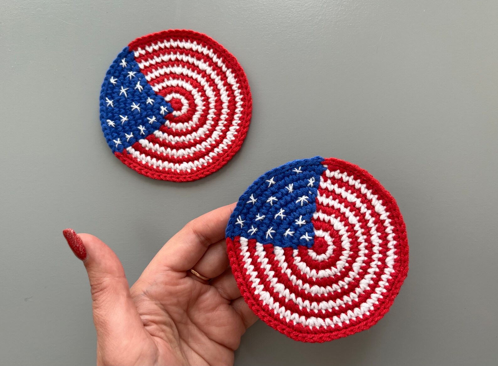 Crochet 4th of July Coaster Pattern PDF | USA Flag Crochet Coaster ...