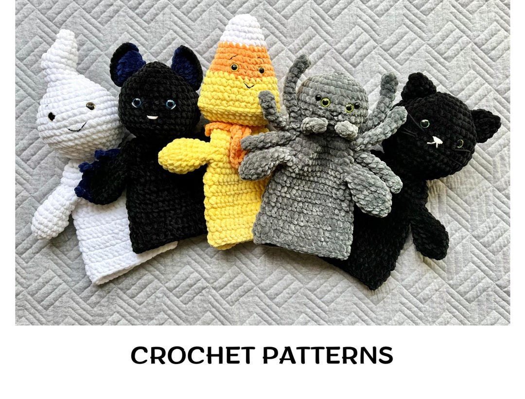 Halloween Hand Puppets Patterns PDF | Candy Corn | Ghost | Cat | Bat ...