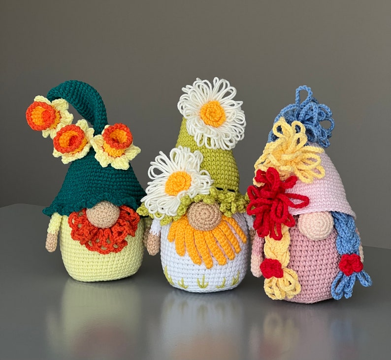 Flowers Gnome Crochet Pattern PDF Spring Garden Gnomes Easter - Etsy