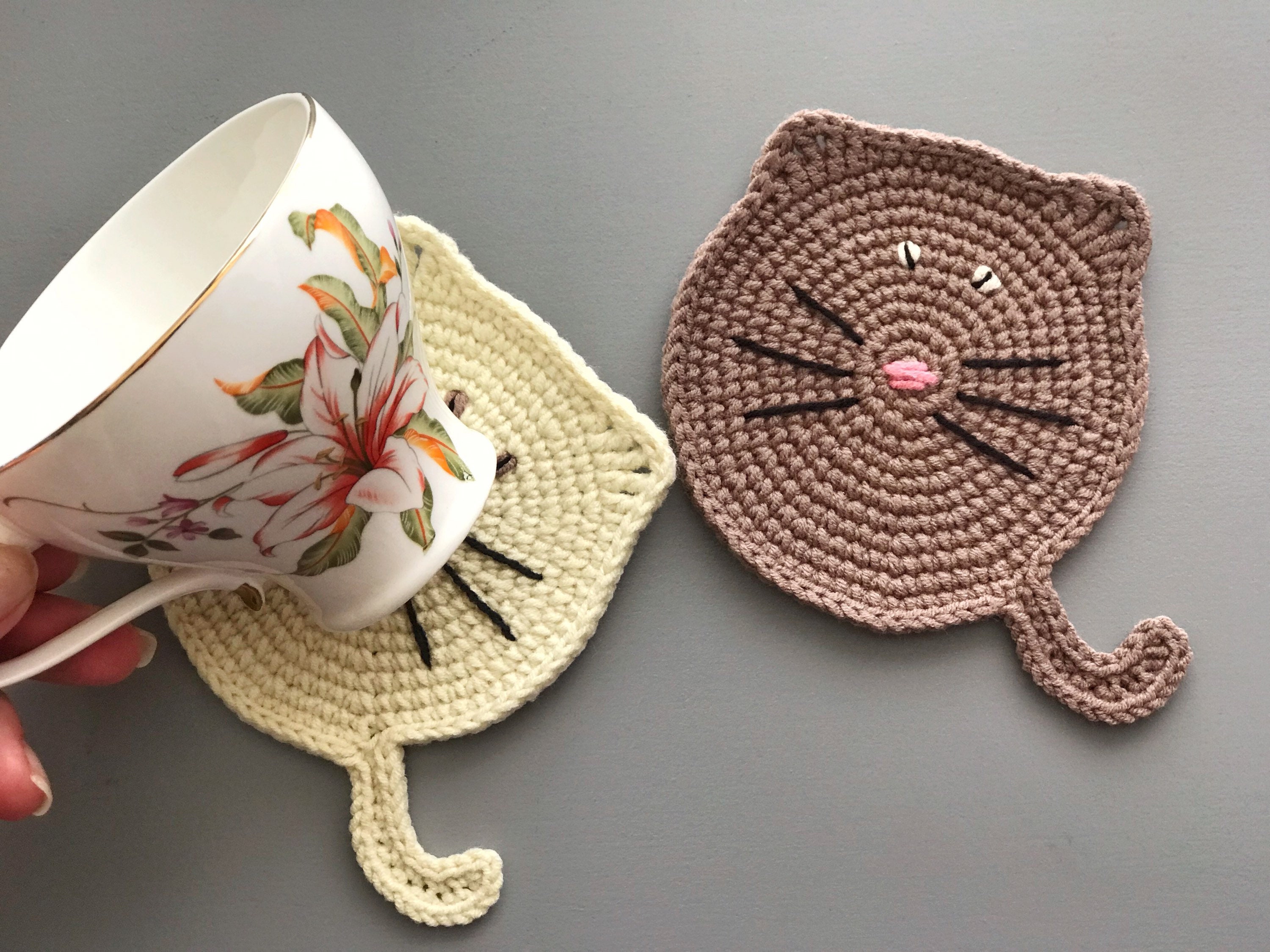 Crochet Cat Coasters Pattern PDF Funny Cats Coasters Drink Animal ...
