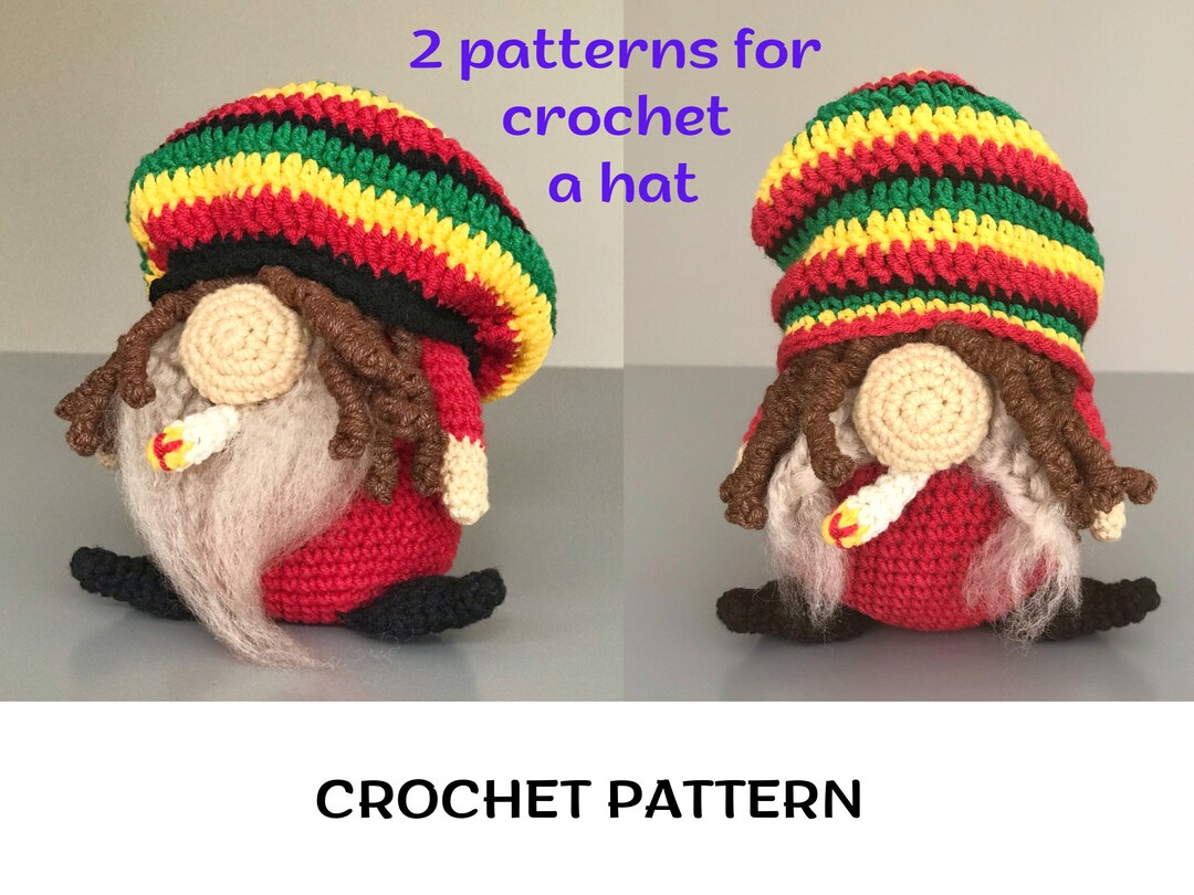 Crochet Rasta Gnome Pattern PDF Smoker Amigurumi Pattern Green Yellow ...