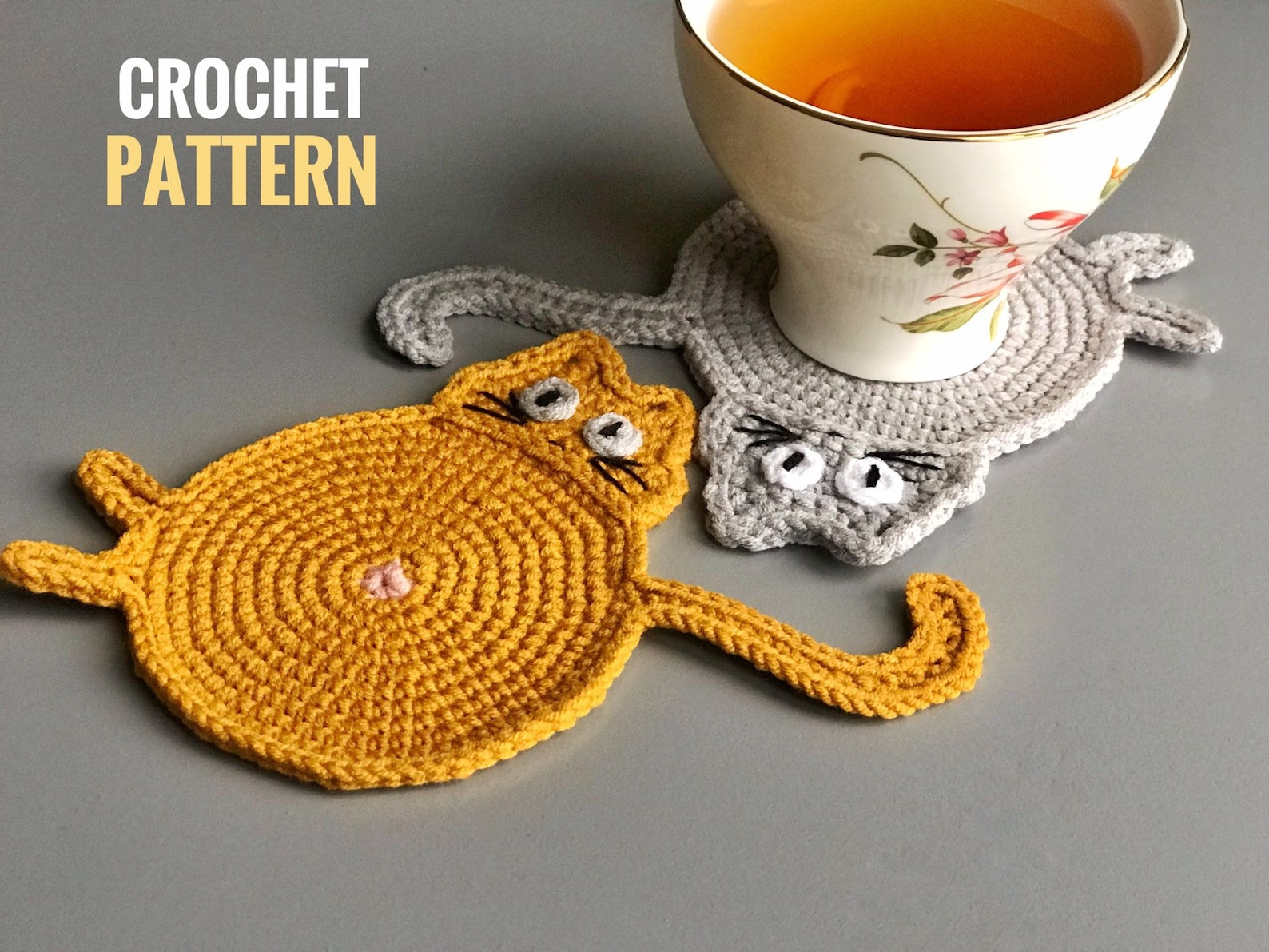 Cat Coaster Crochet Pattern PDF Crochet Cat Drink Coaster - Etsy