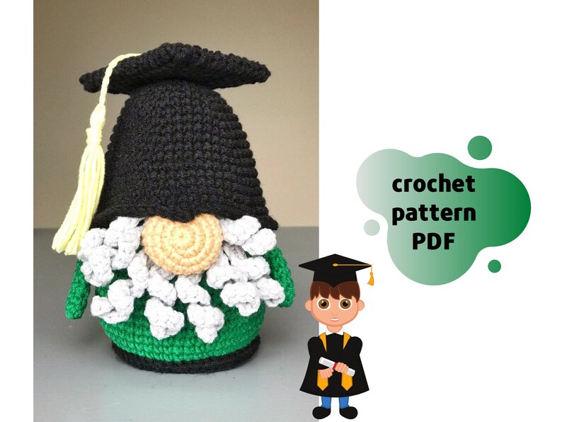 Graduate Gnome Pattern PDF Graduation Diy Gift Alumnus Gnome Graduate ...