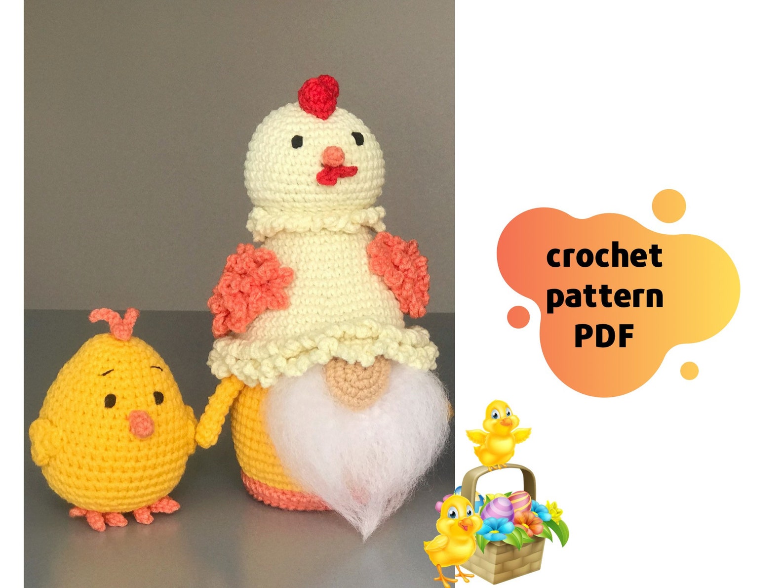 Easter Chicken Gnome Crochet Pattern PDF Chicken Egg Pattern - Etsy