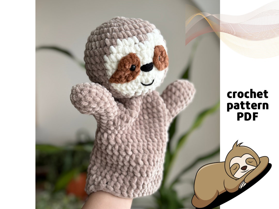 Crochet Sloth Hand Puppet Pattern PDF Crochet Wild Animals Patterns ...