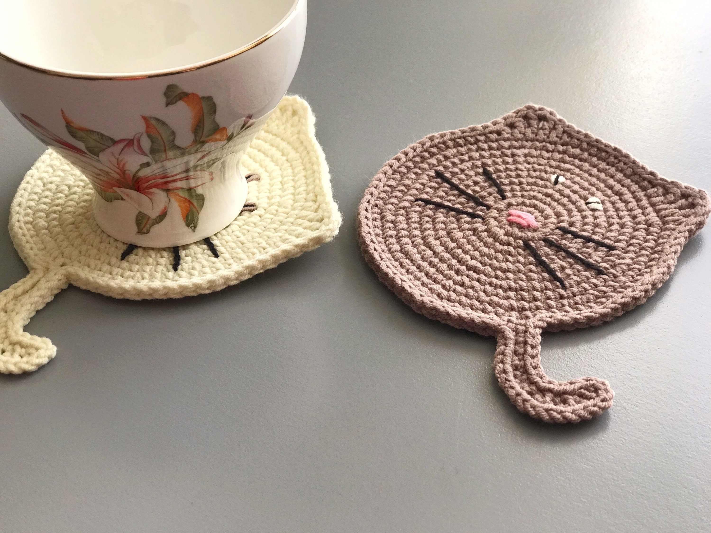 Crochet Cat Coasters Pattern PDF Funny Cats Coasters Drink Animal ...