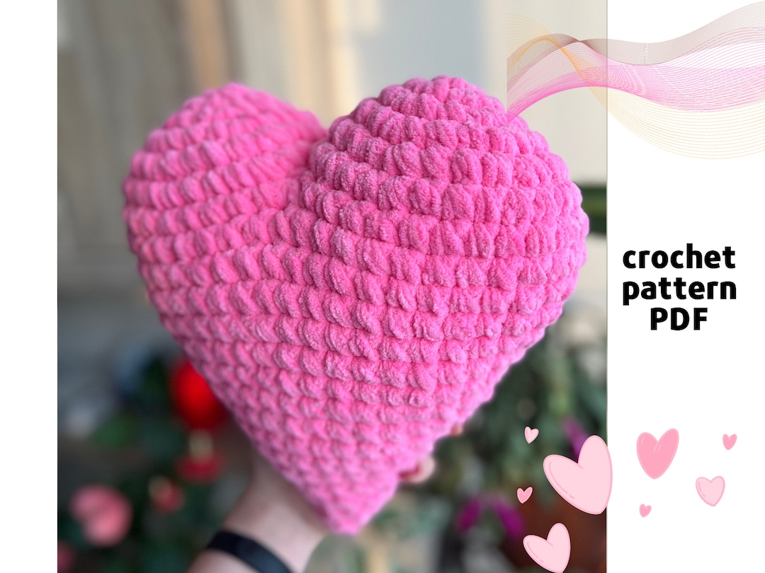 Giant Crochet Heart Pattern PDF Crochet Valentines Heart Pillow Pattern ...
