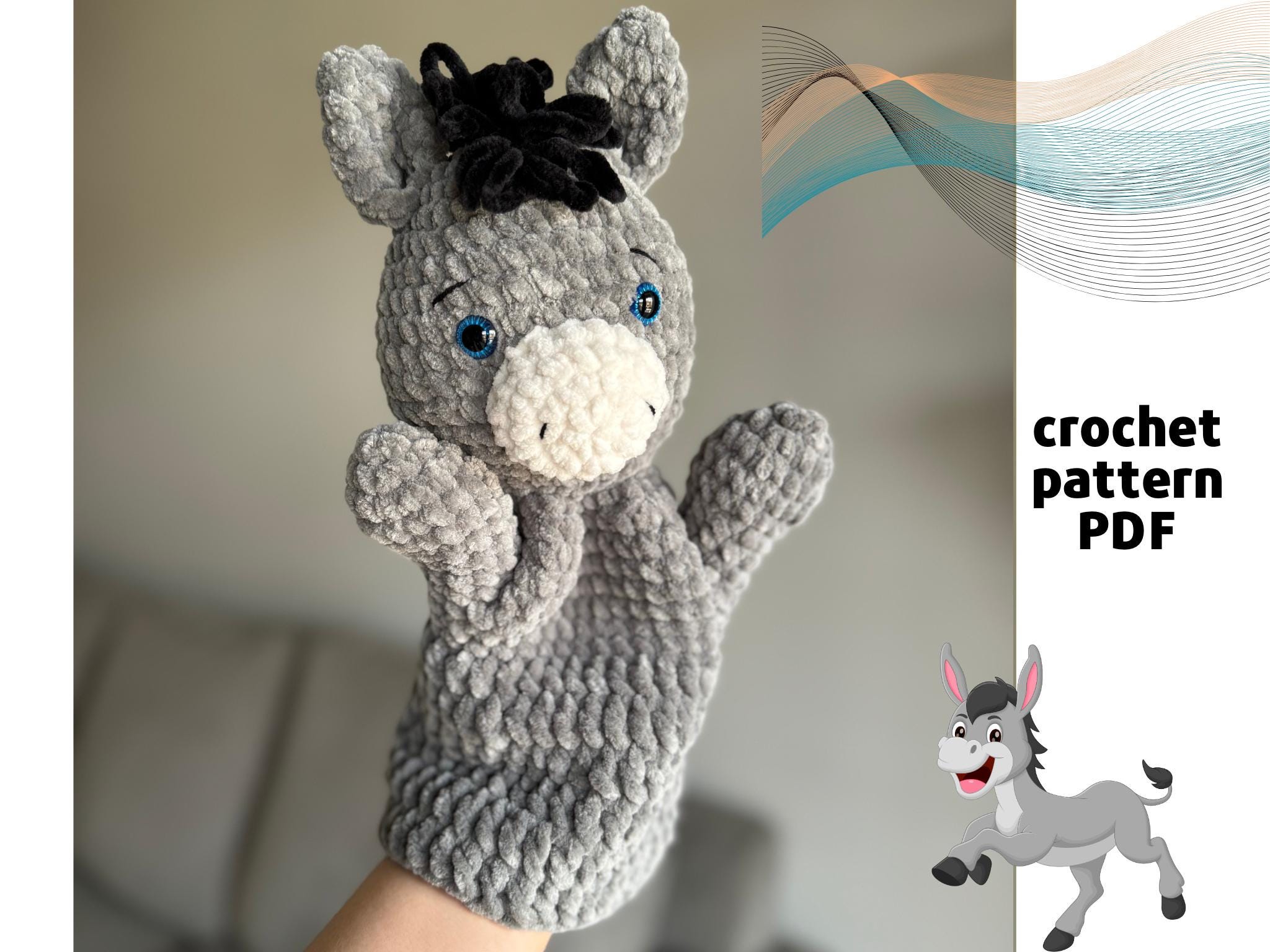 Crochet Donkey Hand Puppet Pattern PDF | Donkey Crochet Pattern ...