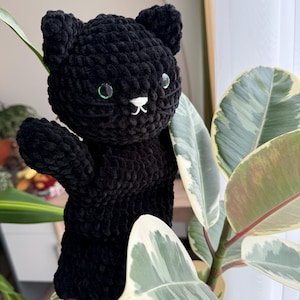 Crochet Black Cat Hand Puppet Pattern PDF | Halloween Crochet Cat ...