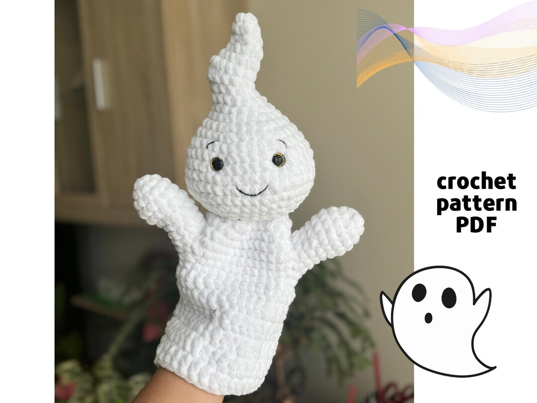 Crochet Ghost Hand Puppet Pattern PDF | Halloween Crochet Pattern | Amigurumi Ghost Plushie ...
