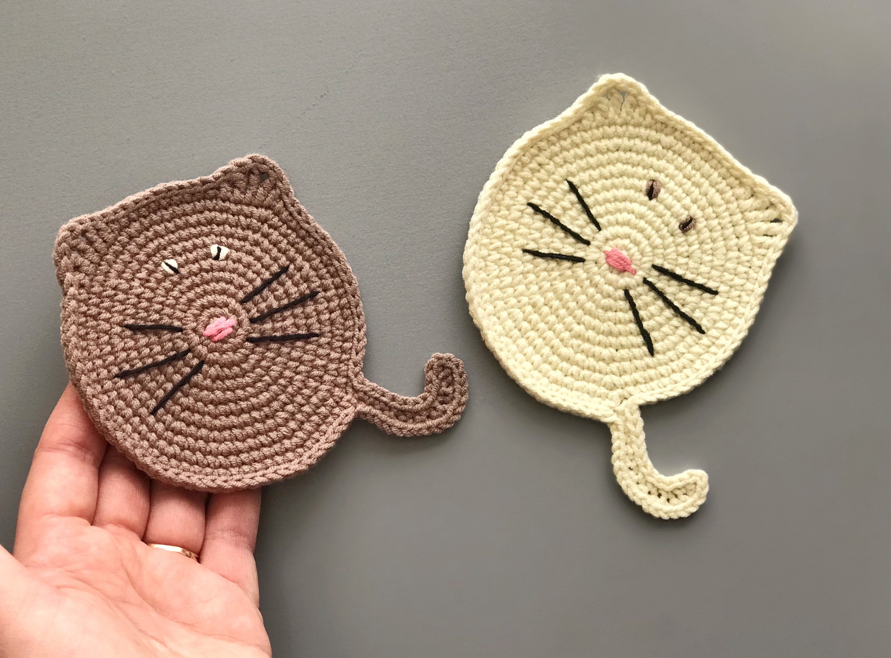 Crochet Cat Coasters Pattern PDF Funny Cats Coasters Drink Animal ...