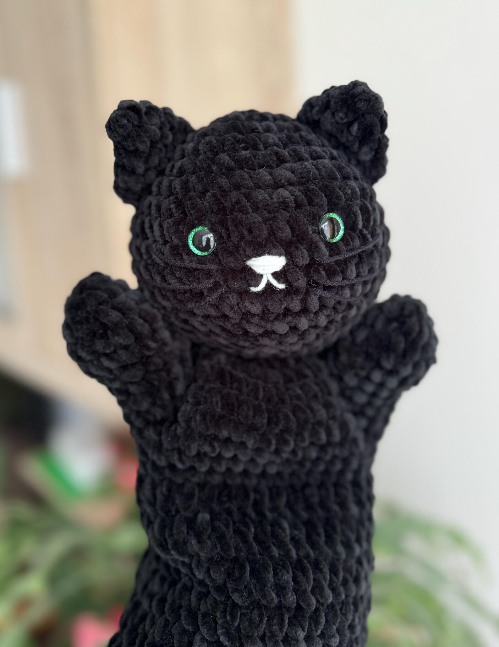 Crochet Black Cat Hand Puppet Pattern PDF | Halloween Crochet Cat ...
