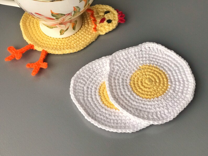 Chicken Coaster Crochet Pattern PDF Crochet Chicken Drink | Etsy
