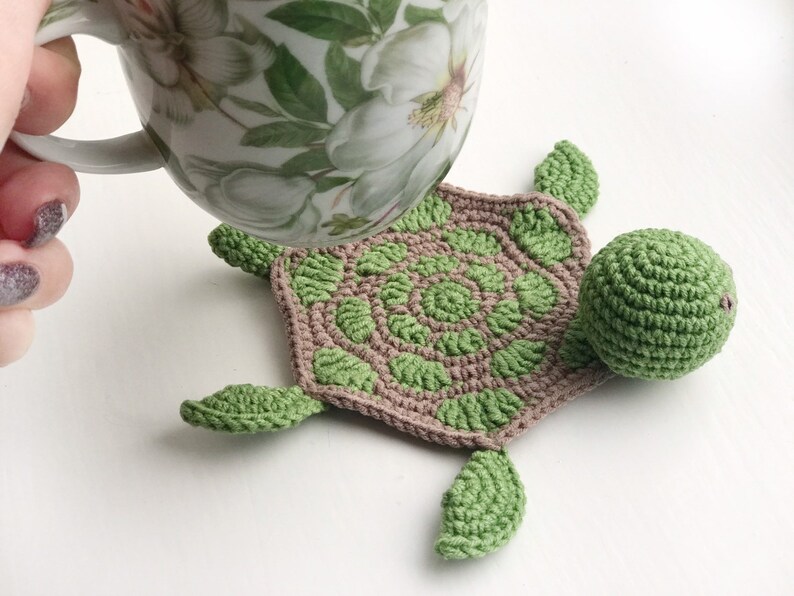 Crochet Turtle Coaster Pattern PDF Turtle Drink Coaster Crochet Pattern ...