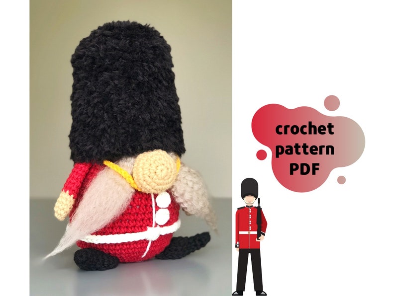 Crochet Queen's Guard Gnome Pattern PDF Royal Guard | Etsy