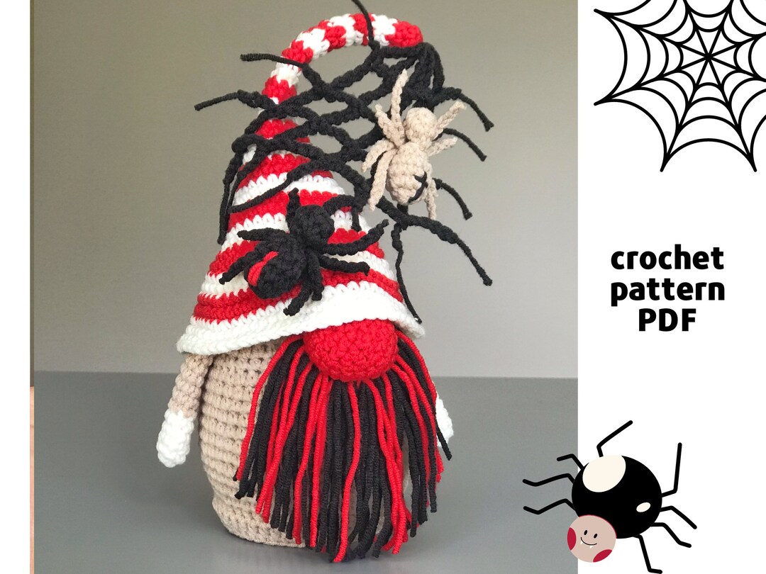Spiders Gnome With Spider Web Crochet Pattern PDF Halloween Amigurumi ...