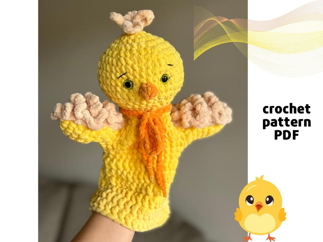 Chick Hand Puppet Pattern PDF | Croche Chicken Toy | Easy Chick Crochet ...