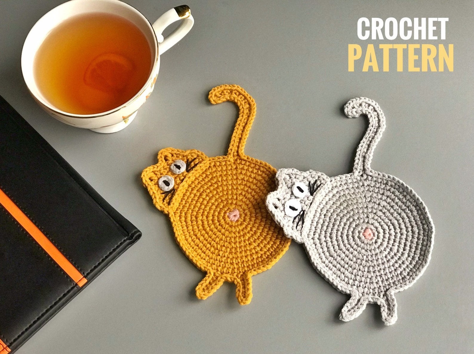 Cat Coaster Crochet Pattern PDF Crochet Cat Drink Coaster - Etsy