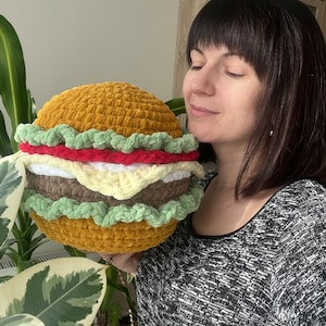 Giant Crochet Burger Pattern PDF Burger Plush Pillow Amigurumi Jumbo ...