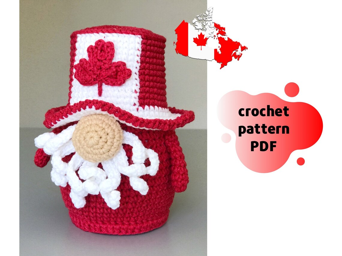 Canadian Patriotic Gnome Pattern PDF Canada Day Crochet - Etsy