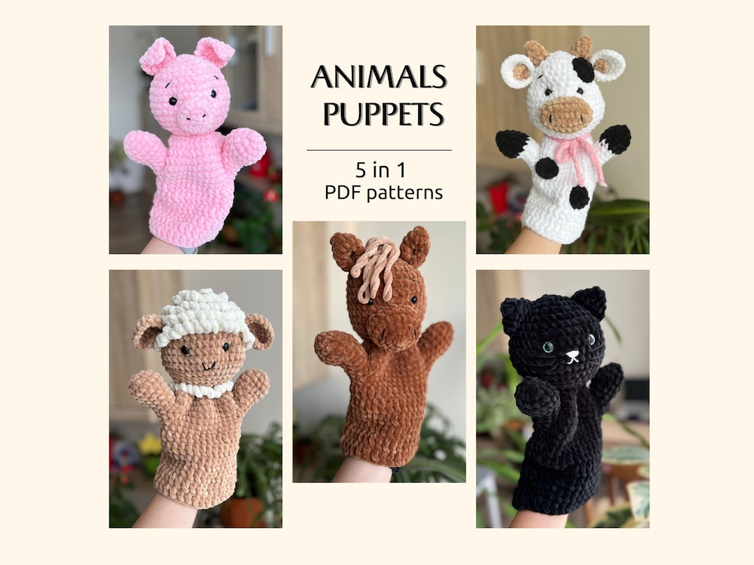 Farm Animals Hand Puppets Patterns PDF | Farm Crochet Patterns ...