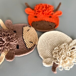 Highland Cow Coaster Crochet Pattern PDF | Crochet Cow Drink Coaster ...
