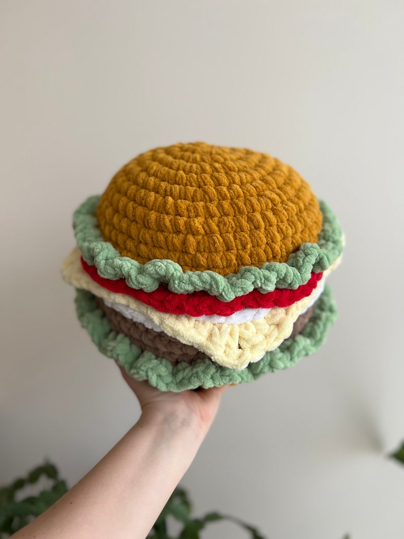 Giant Crochet Burger Pattern PDF Burger Plush Pillow Amigurumi Jumbo ...