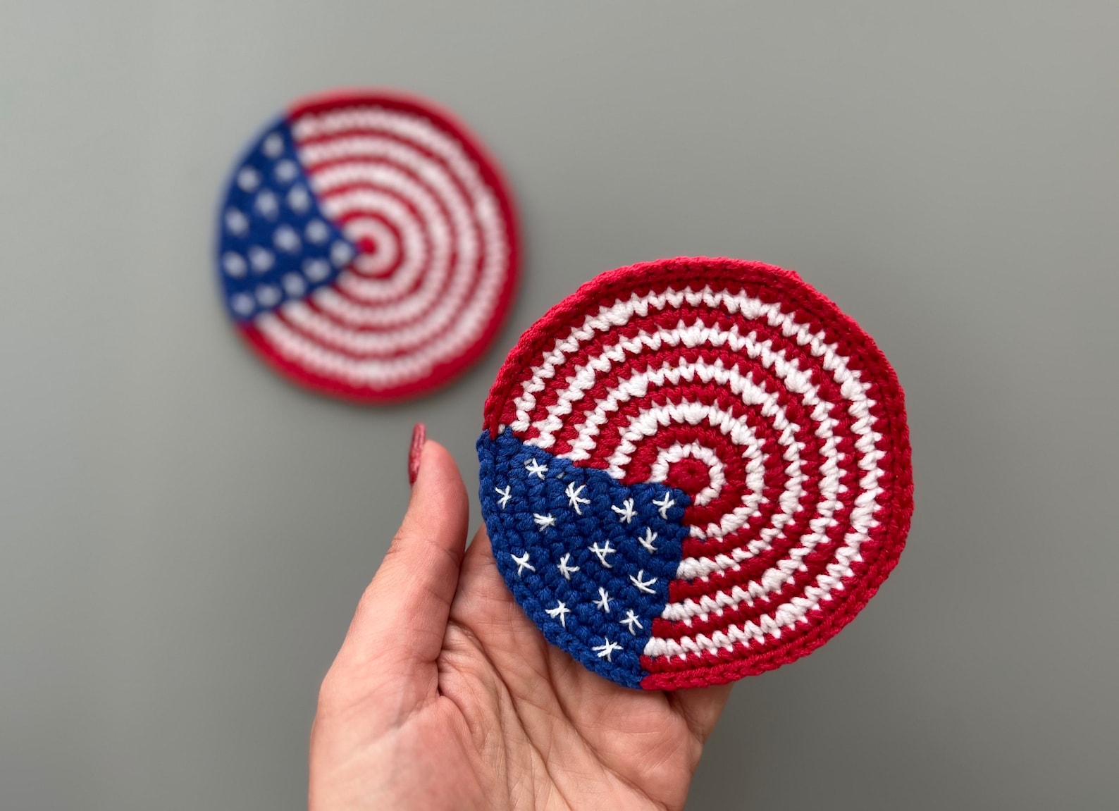 Crochet 4th of July Coaster Pattern PDF | USA Flag Crochet Coaster ...