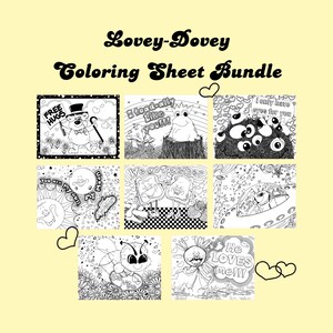 Set of 8 Love Themed Printable Coloring Sheets, Instant Download ...