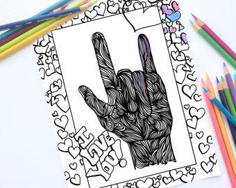Asl Coloring Page | Etsy