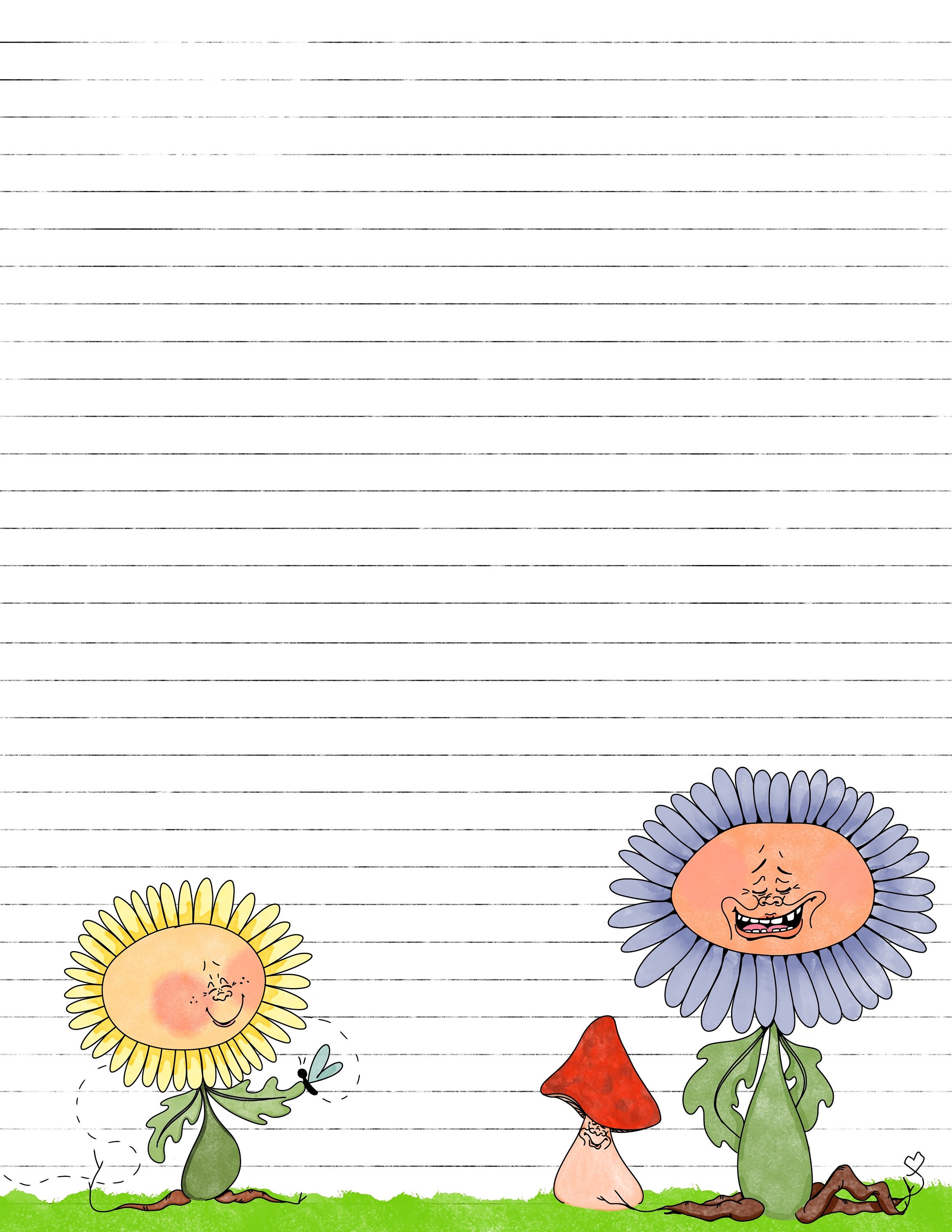 Instant Download and Print Stationary, Printable Wildflower Stationary ...
