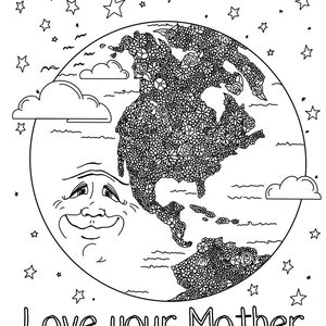 Mother Earth Coloring Page, Earth Day Coloring Sheet, Instant Digital ...