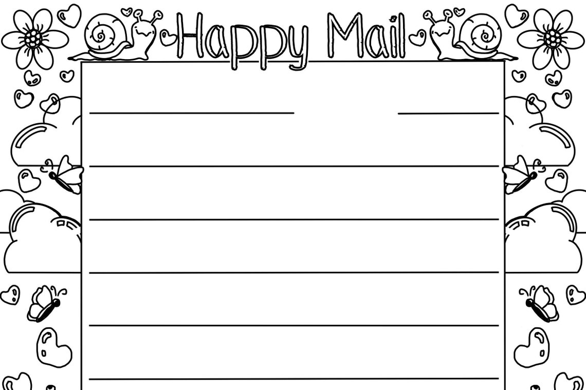 Printable Happy Mail Stationary, Pen Pal Stationary, Instant Download ...