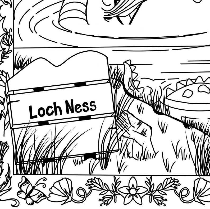 Loch Ness Coloring Pages Monster Cartoon Dragon Nessie Clipart Kids ...