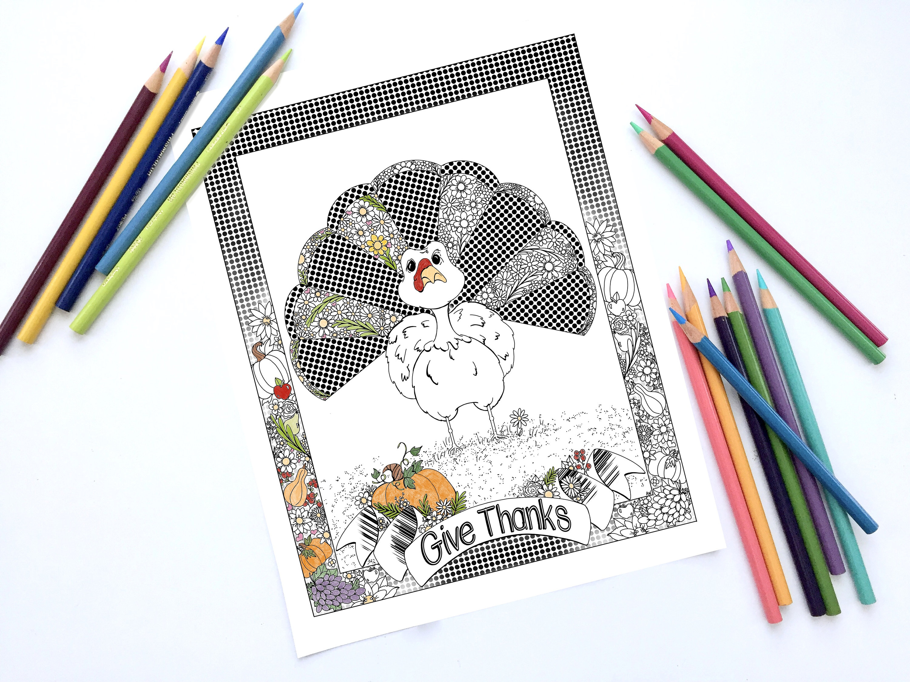 Thanksgiving Turkey Printable Coloring Page, Holiday Coloring Sheet ...