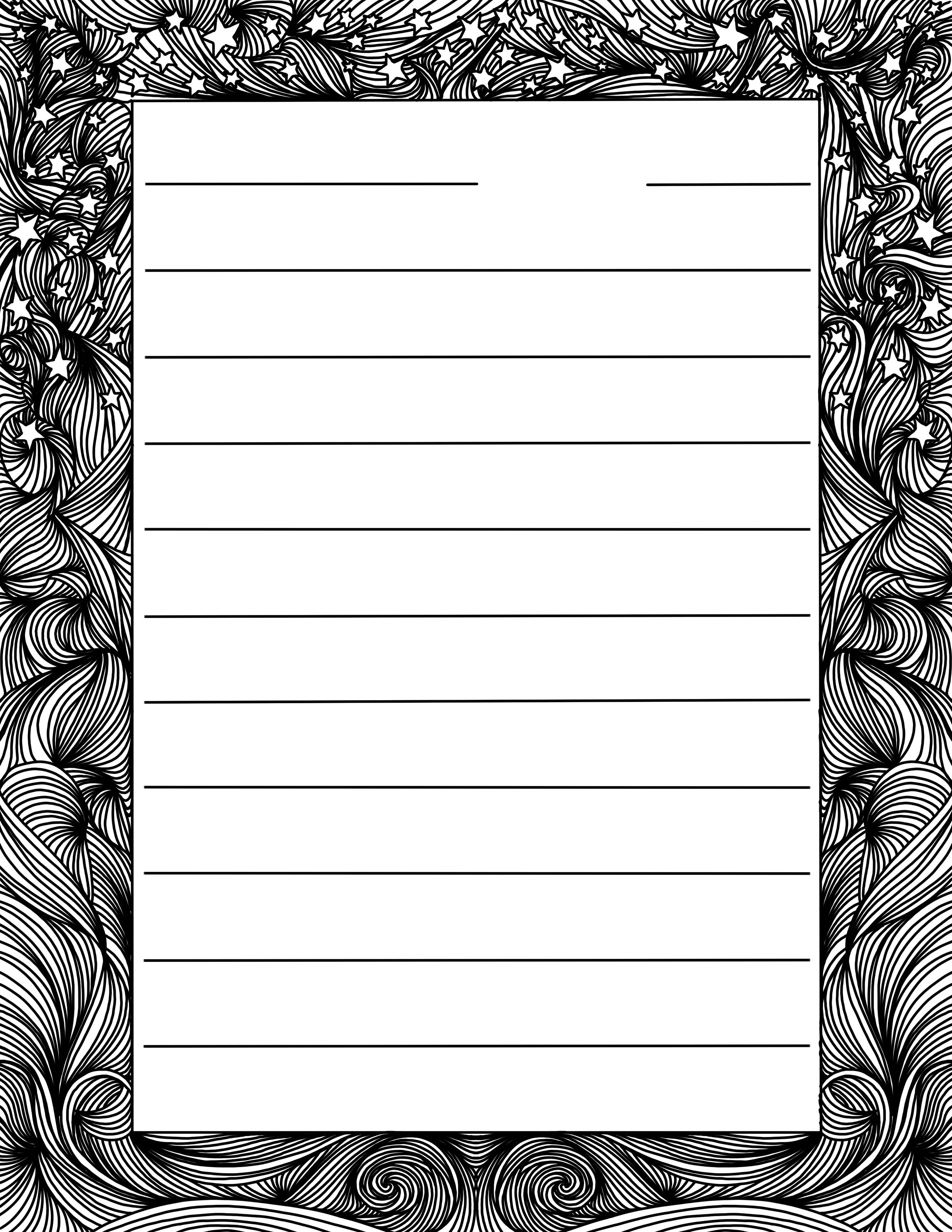 Printable Celestial Coloring Page, Printable Stationary, Letter Writing ...