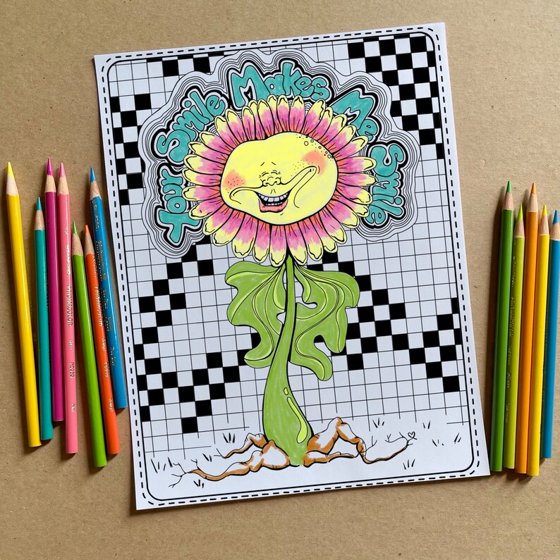 Printable Flower Power Coloring Page Set of 7, Flower Mandala, Instant ...