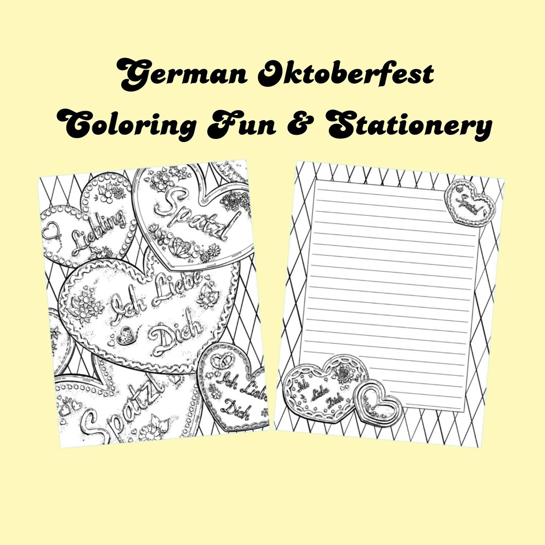 German Gingerbread Heart Printable Coloring Sheets, Oktoberfest ...
